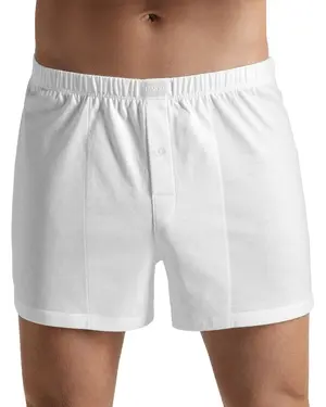 Hanro Cotton Sporty Button Fly Boxers - White