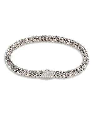 John Hardy Classic Chain Bracelet With Diamond Pave - Silver