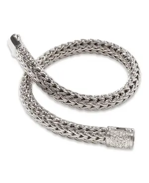 John Hardy Classic Chain Bracelet With Diamond Pave - Silver
