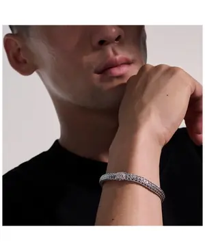 John Hardy Classic Chain Bracelet With Diamond Pave - Silver