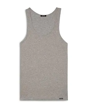 TOM FORD Cotton Blend Tank Top - Gray Melange