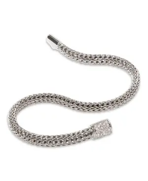 John Hardy Classic Chain Extra Bracelet With Diamond Pave - White/silver
