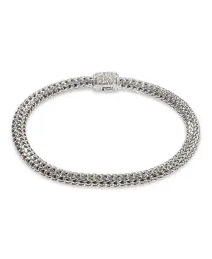 John Hardy Classic Chain Extra Bracelet With Diamond Pave - White/silver