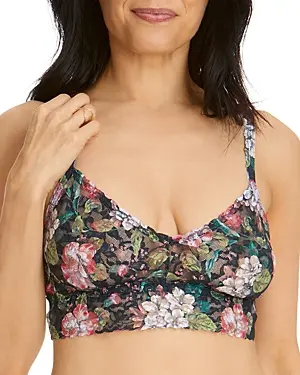 Hanky Panky Printed Signature Lace Bralette - Black Multi Floral