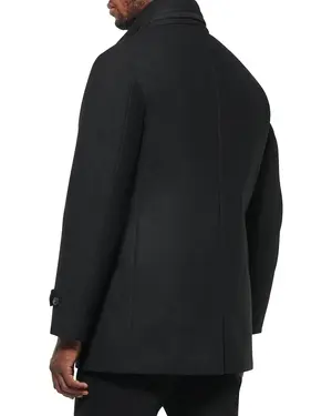 NORWEGIAN WOOL Down Filled Wool & Cashmere Herringbone Car Coat - Black