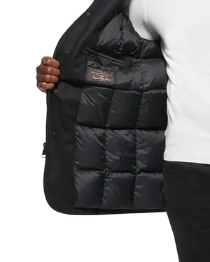 NORWEGIAN WOOL Down Filled Wool & Cashmere Herringbone Car Coat - Black