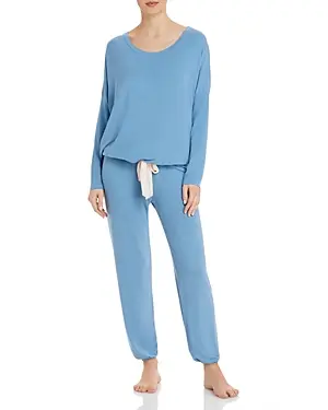 Eberjey Gisele Slouchy Pajama Set Blue Shadow/blush