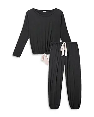 Eberjey Gisele Slouchy Pajama Set Charcoal/ivory