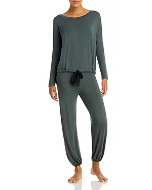 Eberjey Gisele Slouchy Pajama Set Kelp/black