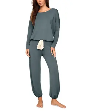 Eberjey Gisele Slouchy Pajama Set - Stone Blue/ivory