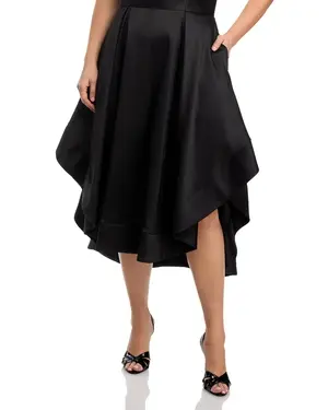 Aqua Mikado Strapless Midi Gown