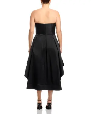 Aqua Mikado Strapless Midi Gown