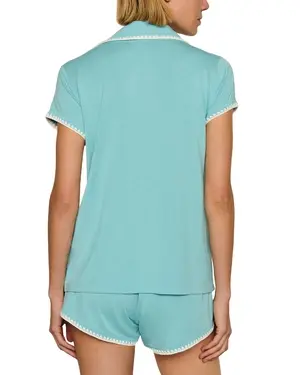 Eberjey Frida Whipstitch Pajama Set - Blue Lagoon/ivory
