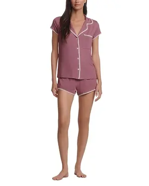Eberjey Frida Whipstitch Short Pajama Set Fig/ivory