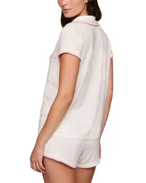 Eberjey Frida Whipstitch Short Pajama Set - Ivory/pink Nectar