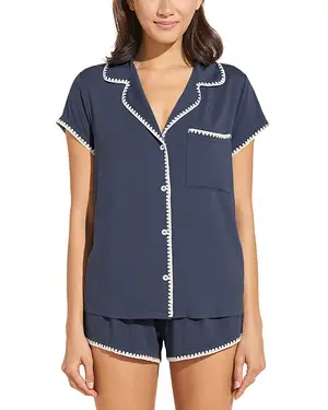 Eberjey Frida Whipstitch Short Pajama Set Night Shadow