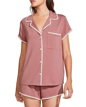 Eberjey Frida Whipstitch Short Pajama Set Old Rose