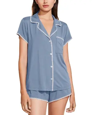 Eberjey Frida Whipstitch Short Pajama Set Wedge Blue