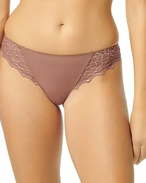 Simone Perele Caresse Lace-side Cheeky Tanga Coco Brown