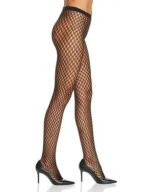 Natori Double Weave Fishnet Tights - Black