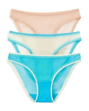 ON GOSSAMER Mesh Hip Bikinis, Set Of 3 Amb/chp/bm