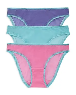 ON GOSSAMER Mesh Hip Bikinis, Set Of 3 Bi/mb/wo