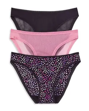ON GOSSAMER Mesh Hip Bikinis, Set Of 3 Black Confetti