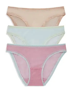 ON GOSSAMER Mesh Hip Bikinis, Set Of 3 Champagne Clearwater