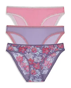 ON GOSSAMER Mesh Hip Bikinis, Set Of 3 Sketchbook/cashmere