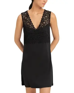 Hanro Moments Lace Tank Gown - Black