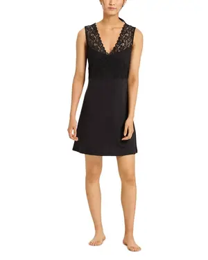 Hanro Moments Lace Tank Gown - Black