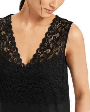 Hanro Moments Lace Tank Gown - Black