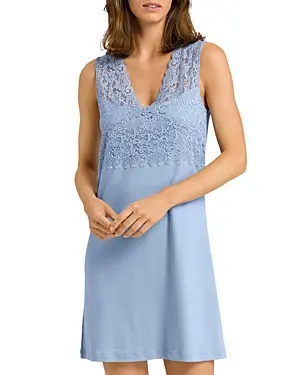 Hanro Moments Lace Tank Gown Blue Moon