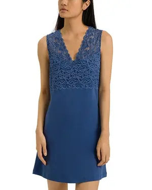 Hanro Moments Lace Tank Gown True Navy