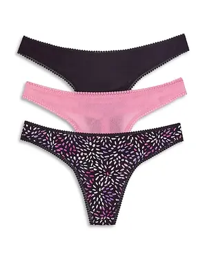 ON GOSSAMER Hip G Thongs, Set Of 3 Black Confetti