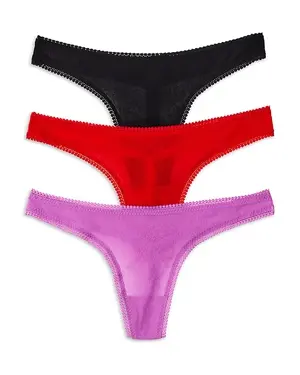 ON GOSSAMER Hip G Thongs, Set Of 3 Black/salsa/purple