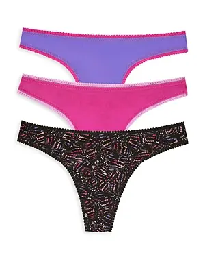 ON GOSSAMER Hip G Thongs, Set Of 3 Butterfly/rose Violet/vp