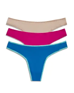 ON GOSSAMER Hip G Thongs, Set Of 3 Champagne/deep Magenta/mykonos Blue