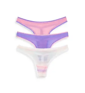 ON GOSSAMER Hip G Thongs, Set Of 3 Iris/seapink/sunsetstrip