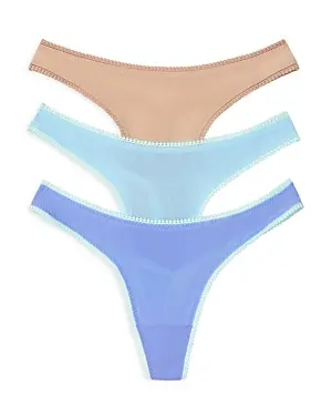 ON GOSSAMER Hip G Thongs, Set Of 3 Rich/cerulean/champagne