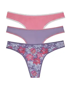 ON GOSSAMER Hip G Thongs, Set Of 3 Sketchbook/cashmere