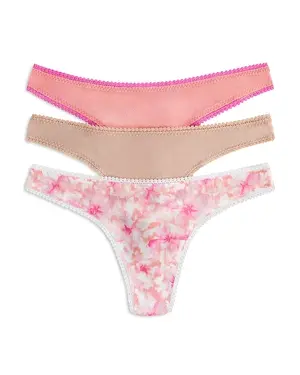 ON GOSSAMER Hip G Thongs, Set Of 3 Waterfloral/sunsetrose