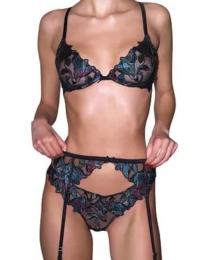 FLEUR DU MAL Lily Embroidered Hipster Thong Fall Plaid