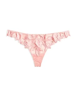 FLEUR DU MAL Lily Embroidered Hipster Thong Pink Lady