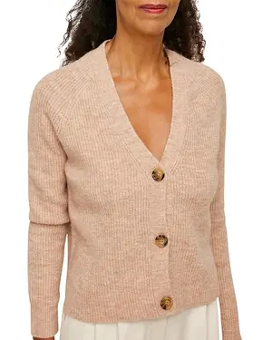 Whistles Rib Textured Wool Blend Cardigan