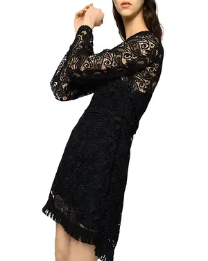 Pinko Solitudine Lace Mini Dress - Nero