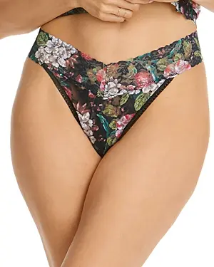 Hanky Panky Signature Lace Original Rise Thong Black Multi Floral