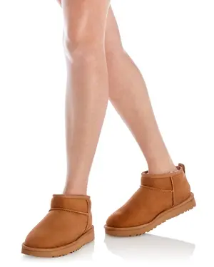 UGG Classic Ultra Mini Shearling Booties - Chestnut