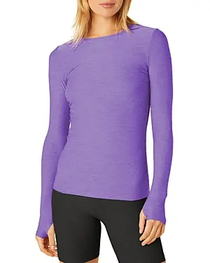 Beyond Yoga Featherweight Classic Crew Pullover Bright Amethyst Heather