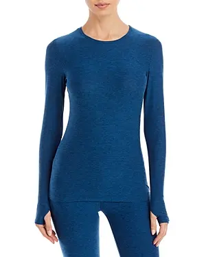Beyond Yoga Featherweight Classic Crew Pullover Celestial Blue Heather